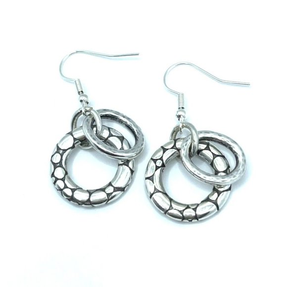 Brighton | Jewelry | Brighton Pebble Silver Oval Hoops Brushed Hammered ...